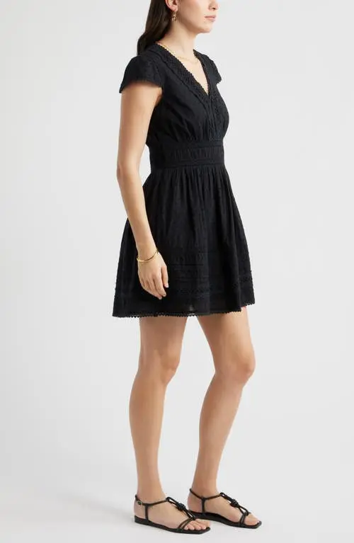 Chelsea28 Lace Detail Clip Dot Minidress - Black
