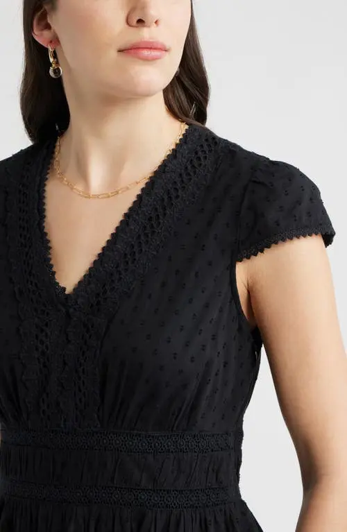 Chelsea28 Lace Detail Clip Dot Minidress - Black