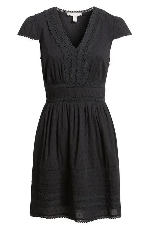 Chelsea28 Lace Detail Clip Dot Minidress - Black