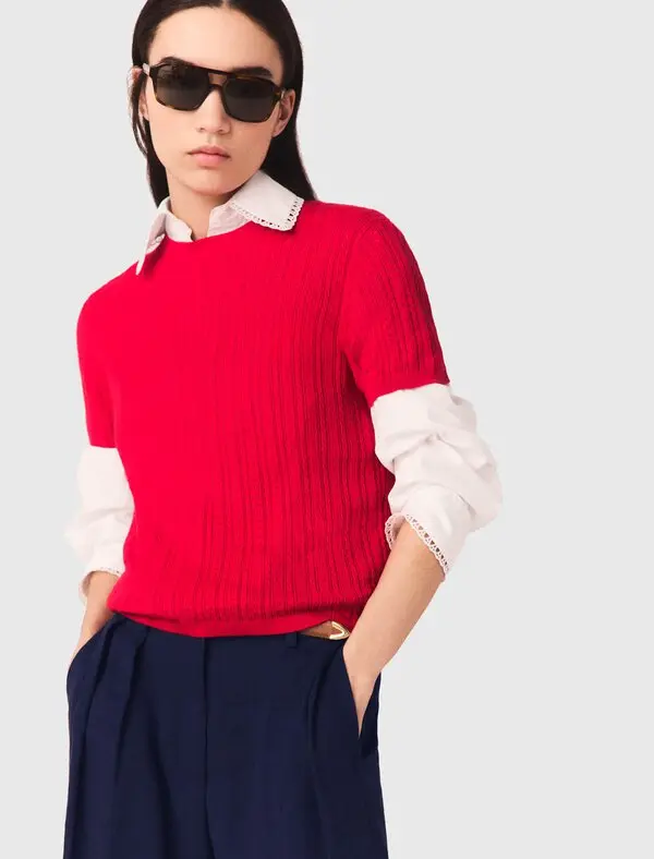 Maje Cotton And Silk Blend Cable Knit Jumper