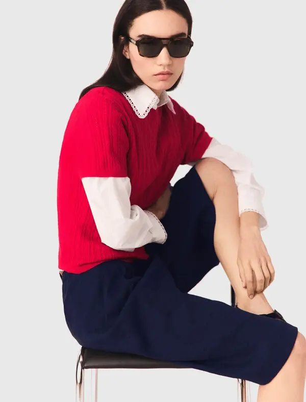 Maje Cotton And Silk Blend Cable Knit Jumper