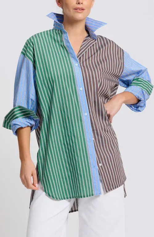 SHIRTY Stripe Boyfriend Shirt - Chocolate Combo
