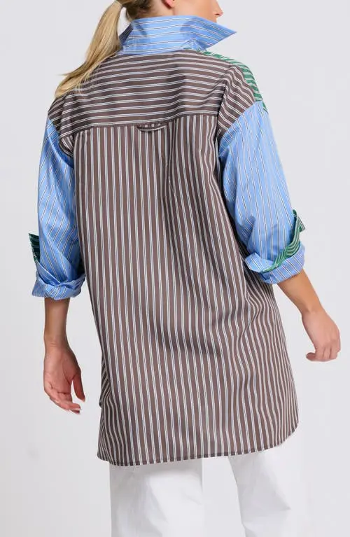 SHIRTY Stripe Boyfriend Shirt - Chocolate Combo