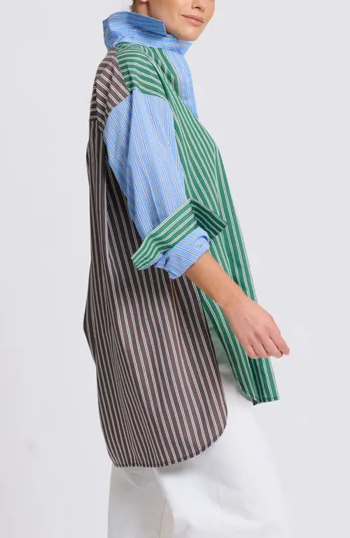 SHIRTY Stripe Boyfriend Shirt - Chocolate Combo