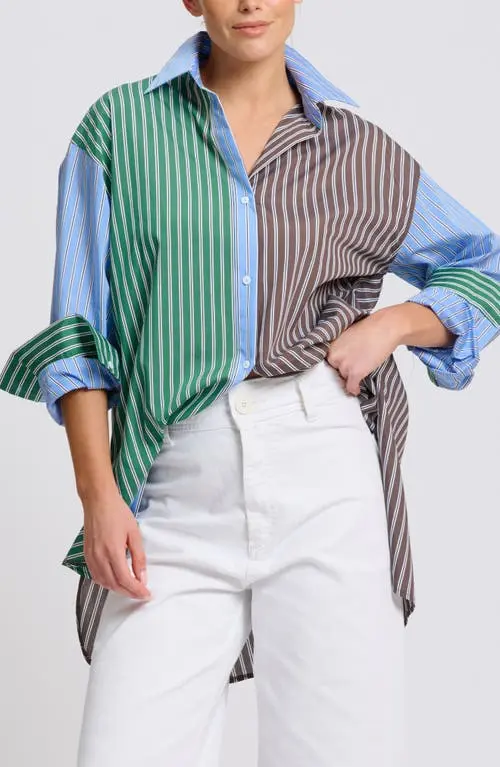 SHIRTY Stripe Boyfriend Shirt - Chocolate Combo