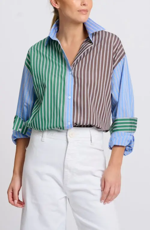 SHIRTY Stripe Boyfriend Shirt - Chocolate Combo