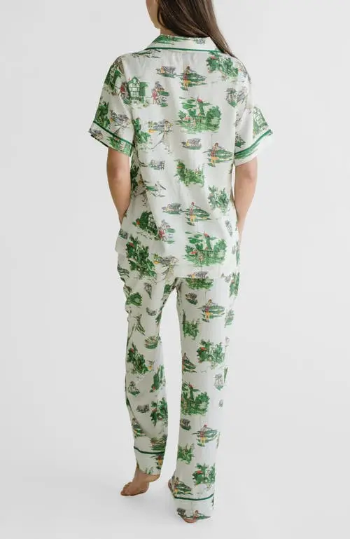 KATIE KIME Golf Toile Pajama Pants Set - Green