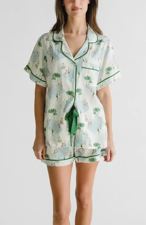 KATIE KIME Palm Courts Pajama Shorts Set - Blue