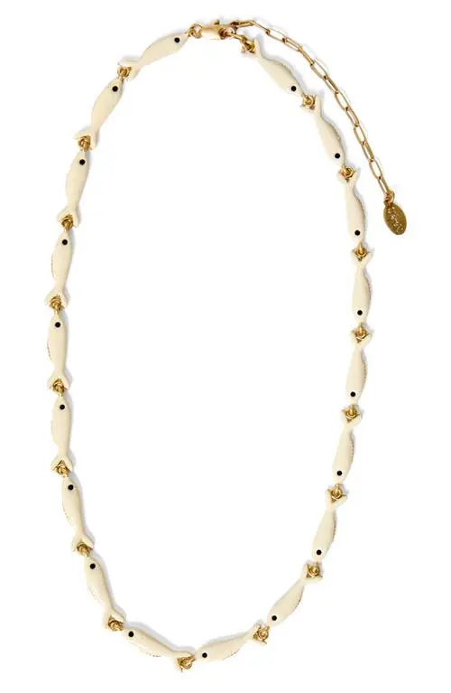 Clare V. Enamel Sardine Chain Necklace - Cream