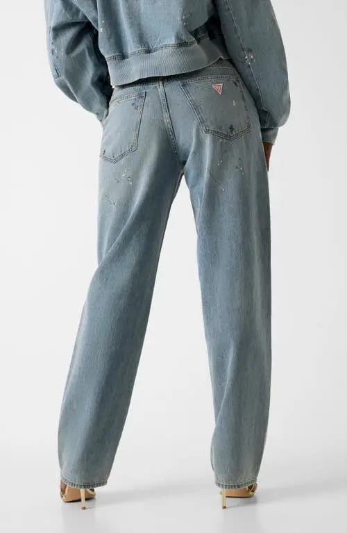 Guess Paint Splatter Relaxed Barrel Leg Jeans