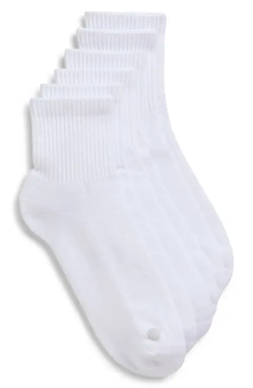 Zella Assorted 3-pack Half Crew Socks - White