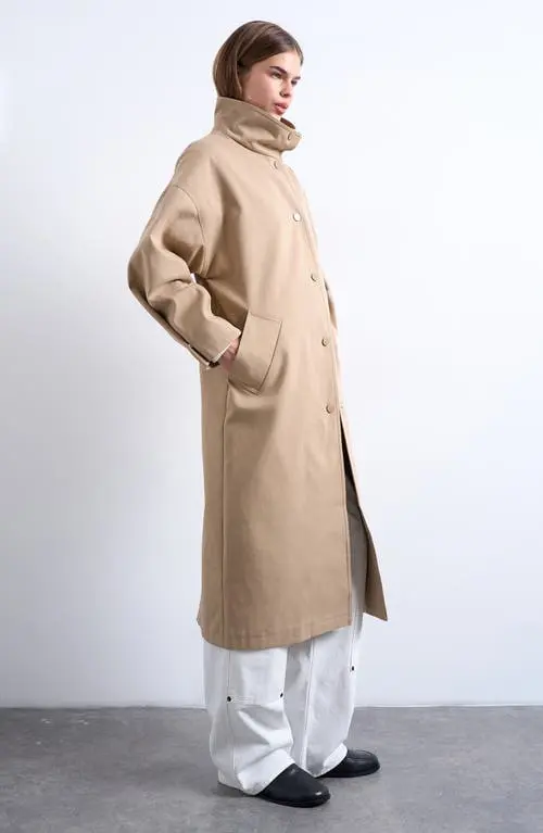 Topshop Stand Collar Longline Coat