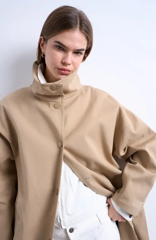 Topshop Stand Collar Longline Coat