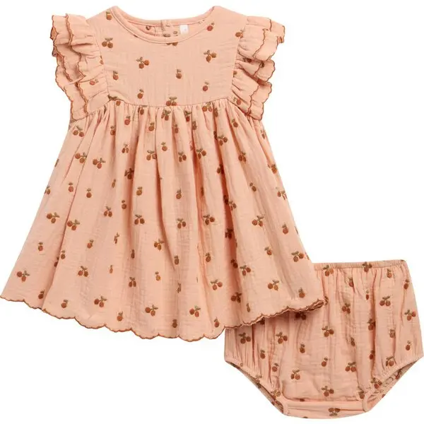 RYLEE + CRU Kinsley Embroidered Cotton Dress & Bloomers Set - Melon