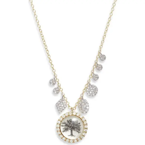Meira T Lithograph & Diamond Pendant Shaker Necklace - Yellow