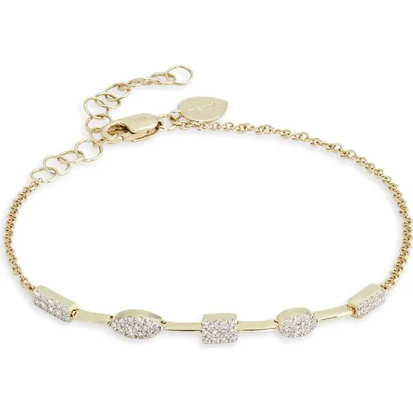 Meira T Diamond Pavé Geometric Disc 14k Gold Bracelet - Yellow Gold