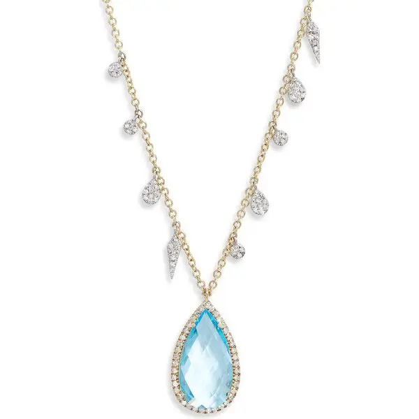 Meira T Blue Topaz And Diamond Pendant Necklace - Blue/yellow Gold