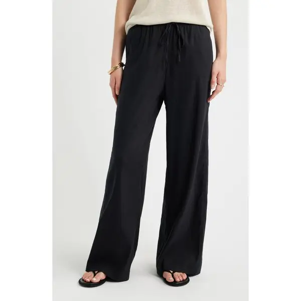 Nordstrom Linen Blend Drawstring Pants - Black