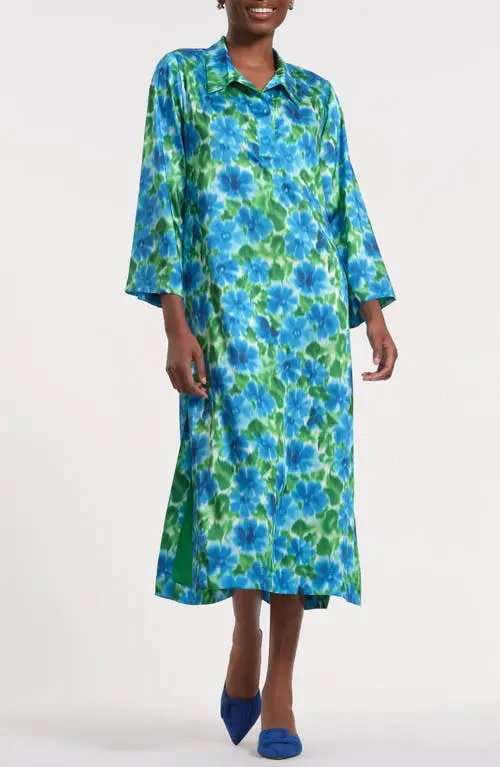 ISAAC MIZRAHI NEW YORK Print Midi Shirtdress - Green Multi