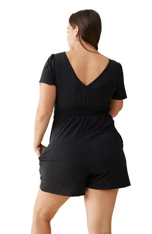 Ingrid & Isabel® Knit Maternity Romper With Smocked Waist And V-neck