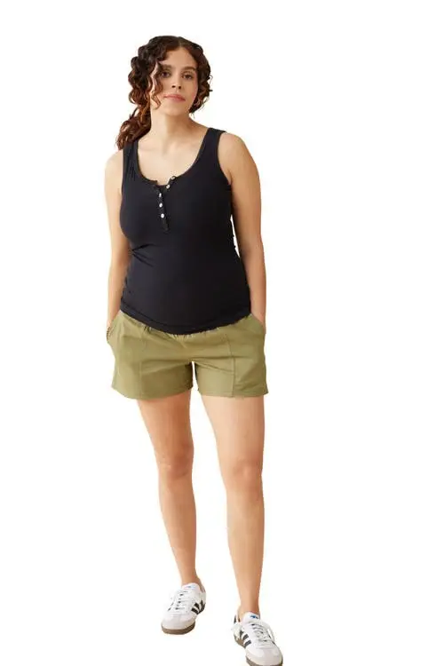 INGRID & ISABEL Maternity Woven Short - Olive