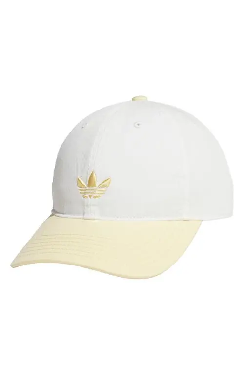 Adidas Relaxed Trefoil Cotton Baseball Cap - Off White/orange Tint