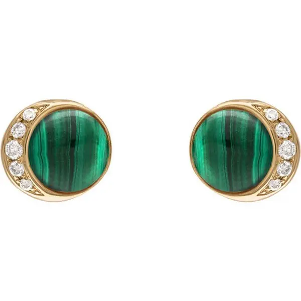 EDEN PRESLEY Moonrise Stud Earrings - Yellow Gold - Malachite