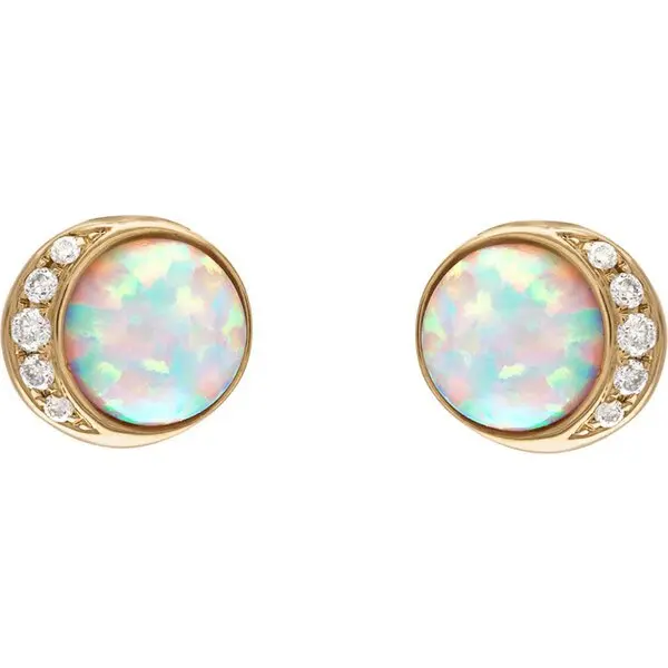 EDEN PRESLEY Moonrise Stud Earrings - Yellow Gold - Opal