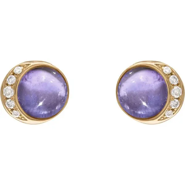 EDEN PRESLEY Moonrise Stud Earrings - Yellow Gold - Tanzanite