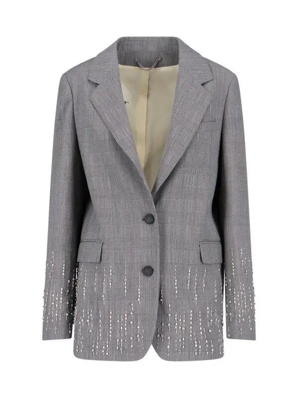 GOLDEN GOOSE Single-breasted Blazer With Crystal Detail - Gray
