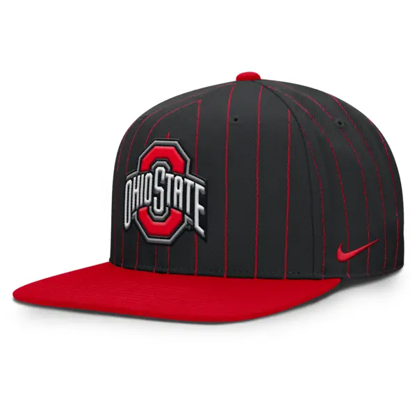 Nike Ohio State Primetime Pin Stripe Dri-fit College Adjustable Hat - Black