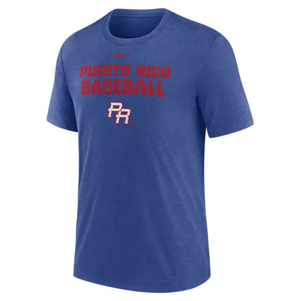 Nike Puerto Rico National Baseball Team 2026 World Baseball Classic Stacked T-shirt - Blue