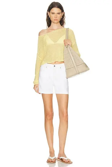 Enza Costa Linen Open Knit Bateau Sweater - Flan