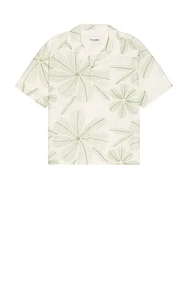 CORRIDOR Linen Applique Short Sleeve Shirt - Natural