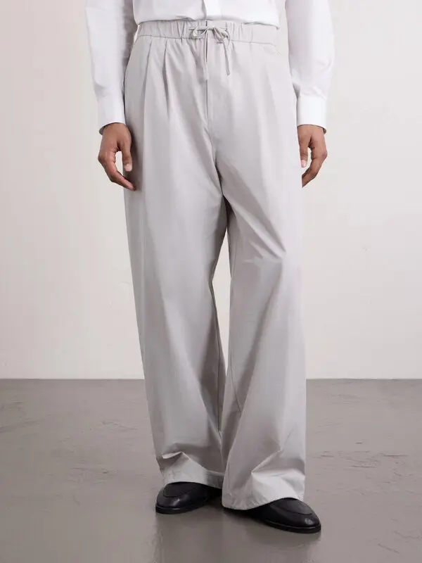 AMOMENTO Drawstring Straight-leg Woven Trousers - Gray