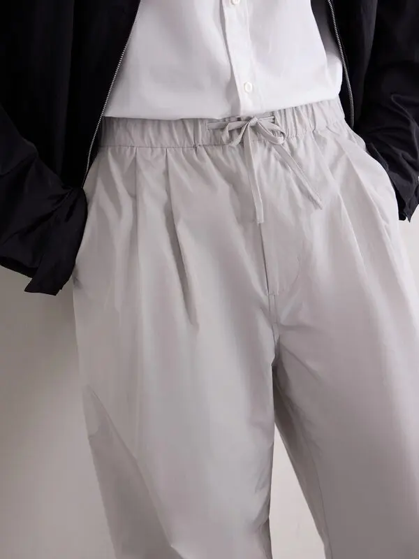 AMOMENTO Drawstring Straight-leg Woven Trousers - Gray