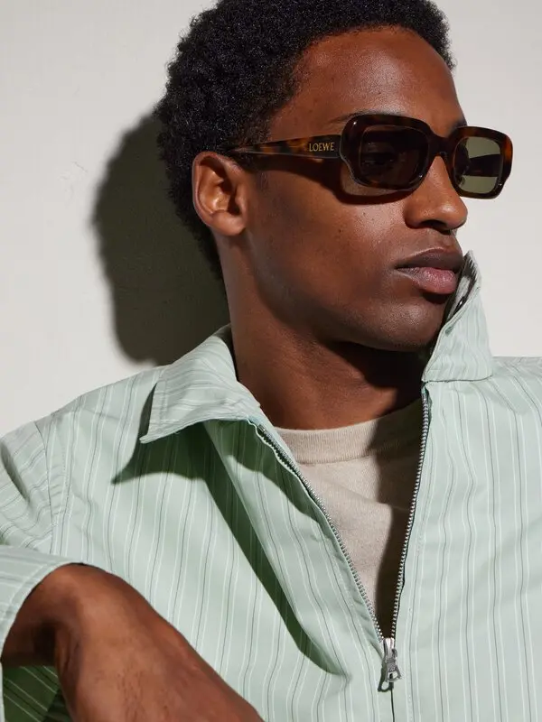 Loewe Slim Havana Rectangular Acetate Sunglasses