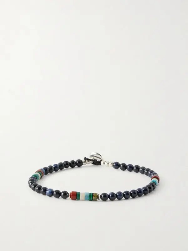 MIKIA Sterling Silver And Stone Beaded Bracelet - Blue