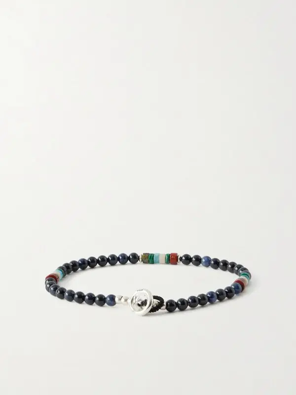 MIKIA Sterling Silver And Stone Beaded Bracelet - Blue