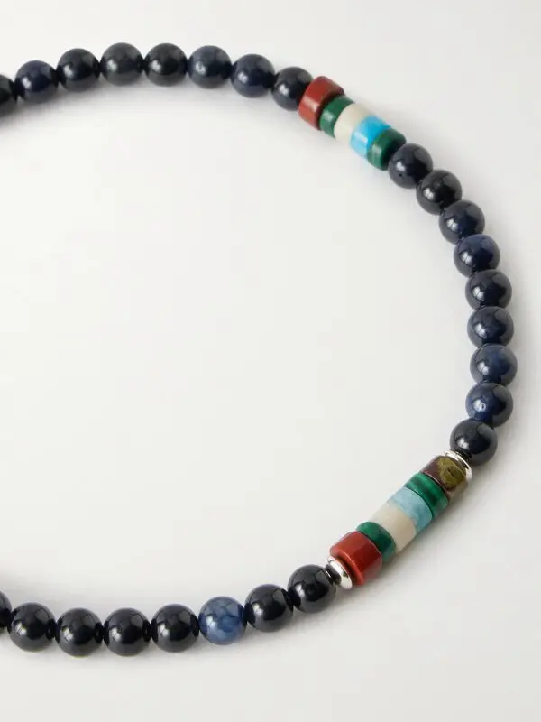 MIKIA Sterling Silver And Stone Beaded Bracelet - Blue