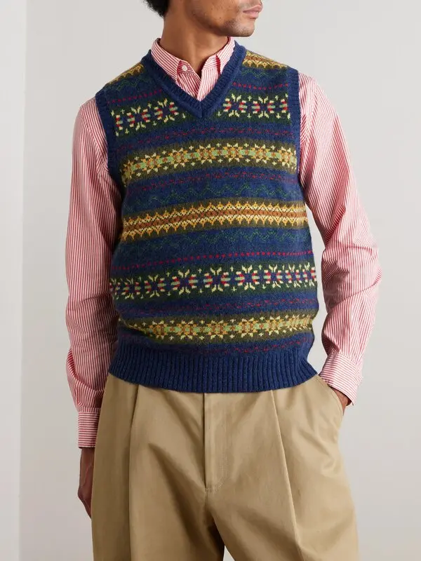 BEAMS Fair Isle Patterned Wool-blend Sweater Vest