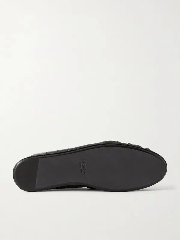 Saint Laurent Collapsible-heel Logo-embellished Eel Loafers - Black