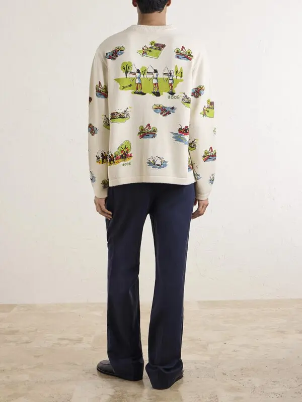 BODE Camp Bead-embellished Jacquard-knit Cardigan - Multi