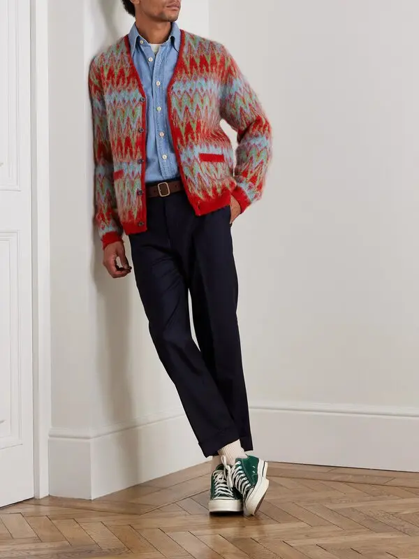 BEAMS Jacquard Knit Cardigan