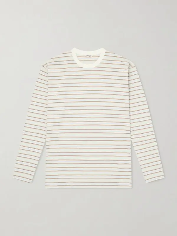 Auralee Striped Cotton-jersey T-shirt