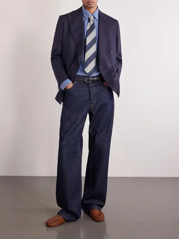 Canali Garment-dyed Cotton And Silk-blend Shirt - Blue