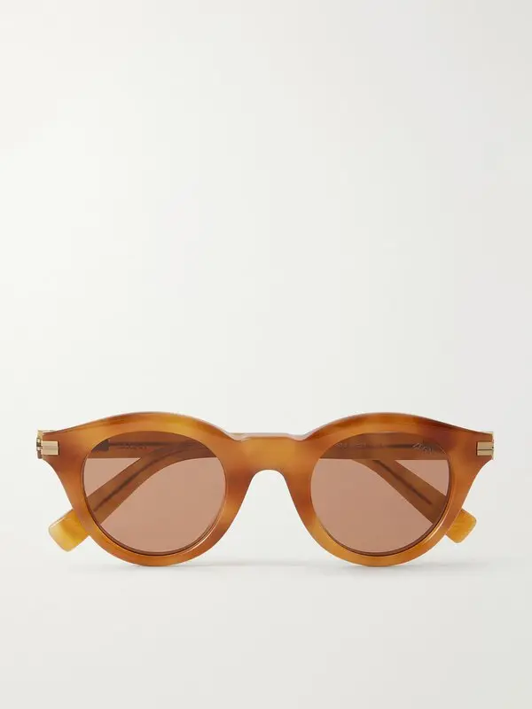 Zegna Round-frame Acetate Sunglasses - Brown