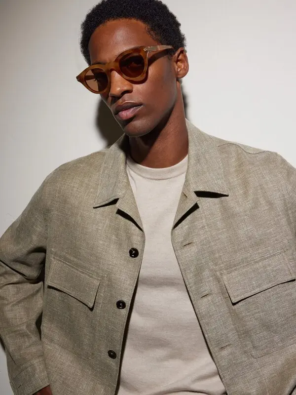 Zegna Round-frame Acetate Sunglasses - Brown