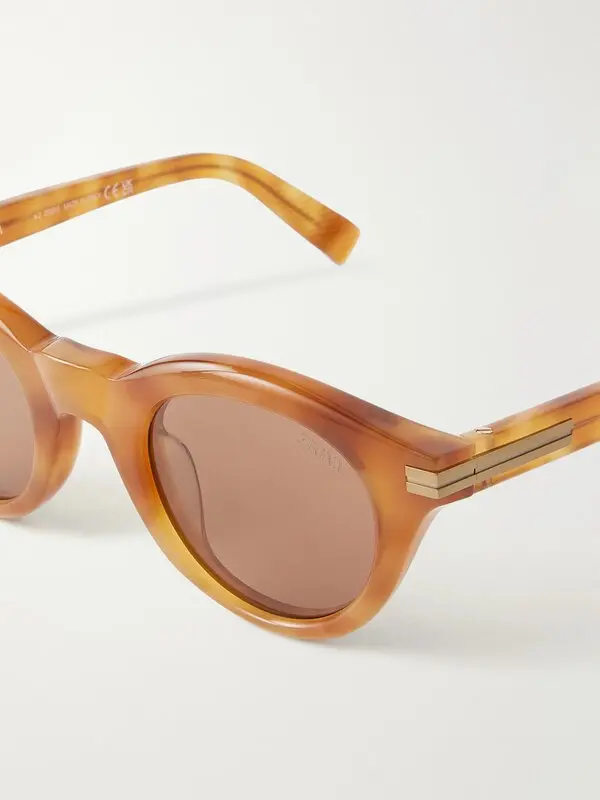 Zegna Round-frame Acetate Sunglasses - Brown
