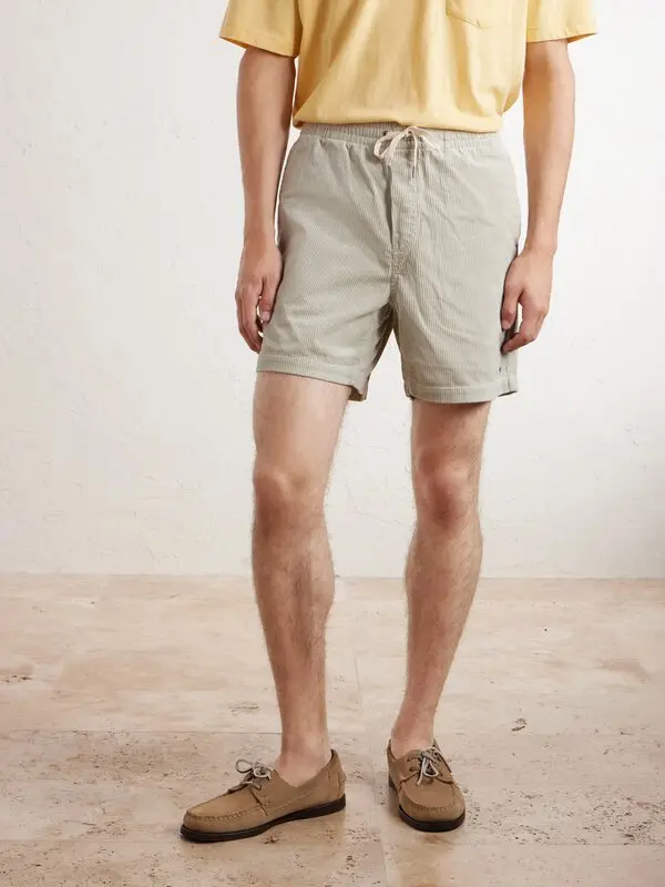 Polo Ralph Lauren Straight-leg Logo-embroidered Cotton-corduroy Drawstring Shorts - Green